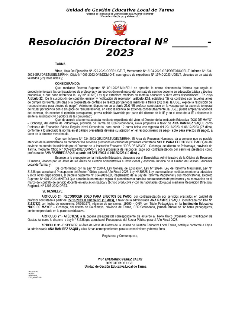ANA RAMIREZ SAQUI Solo Efectos de Pago | PDF