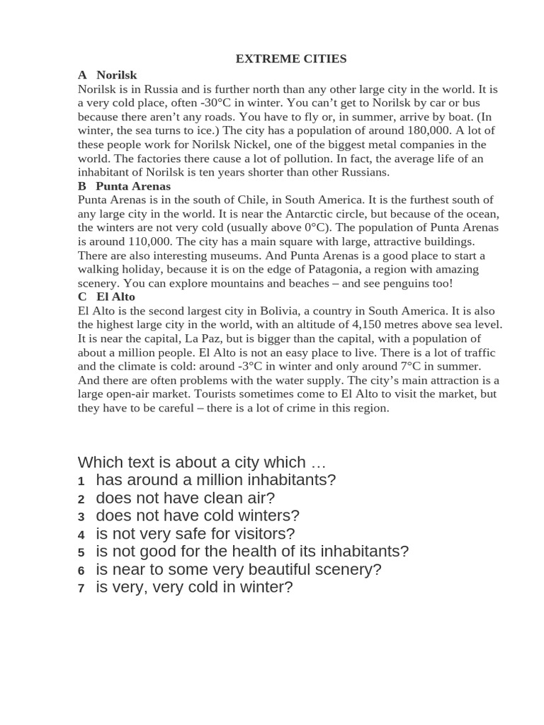 Extreme Cities | PDF | Travel