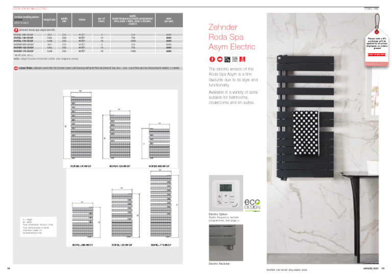 Asset Zehnder Roda Spa Asym Electric Towel Rails Product Page en Uk Retail | PDF | Bathroom