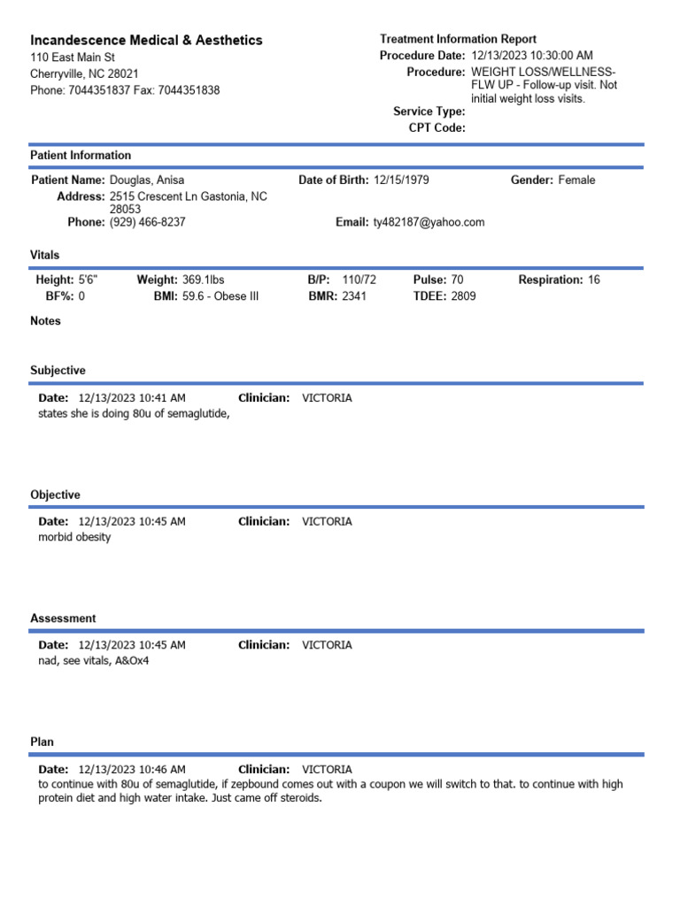 Treatment Report | PDF