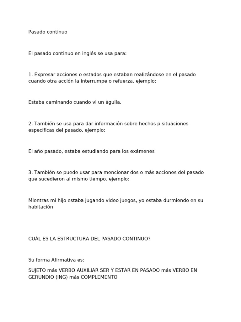 Pasado Continuo | PDF