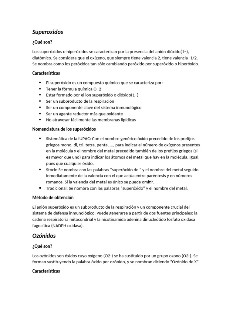 Ozónido de potasio: características y obtención | PDF | Superóxido ...
