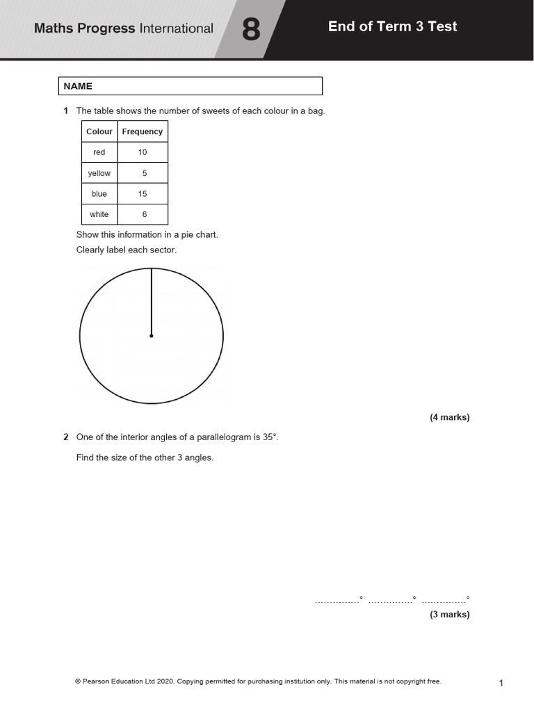 Mathsprog Int Pa Y8 Eot3 Test | PDF