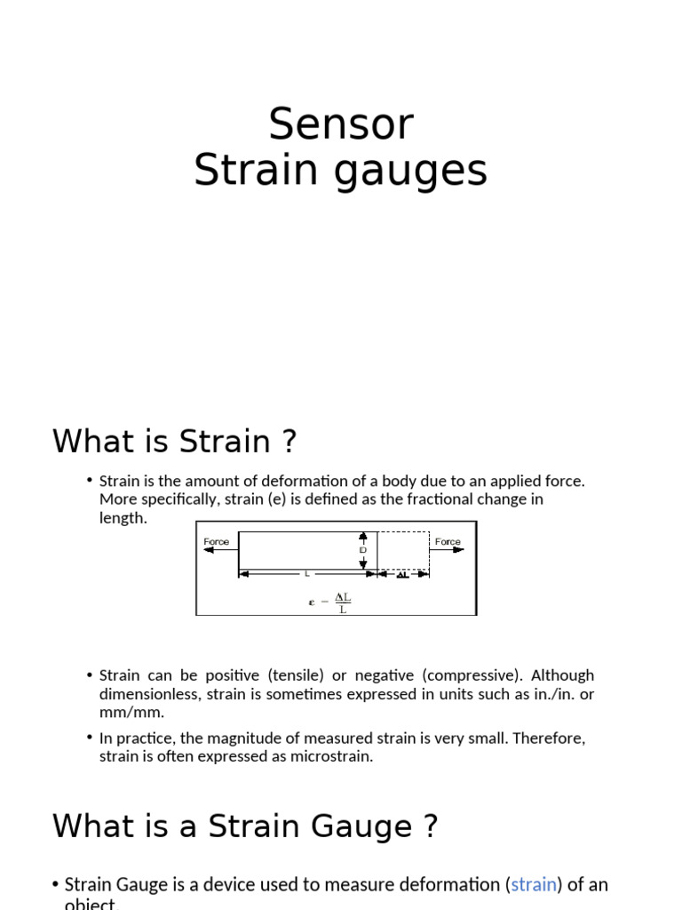 Sensors Working and Applications Strain Gauges | PDF | Electrical ...
