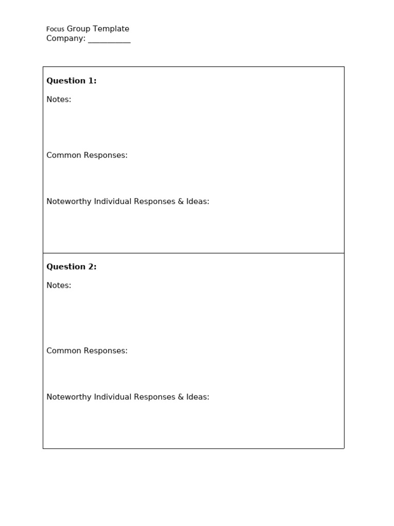 Focus Group Template | PDF
