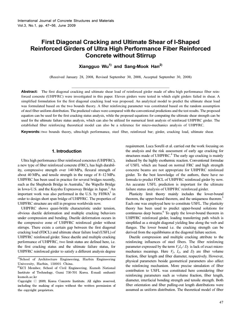 First Diagonal Cracking and Ultimate Shear of I-Shaped Reinforced ...