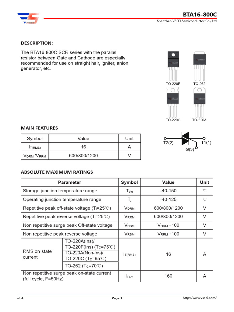 Bta16 800C | PDF | Root Mean Square | Electronics
