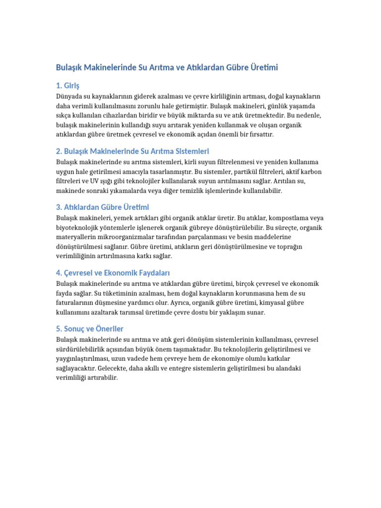 Bulasik Makineleri Arıtma Gubre | PDF