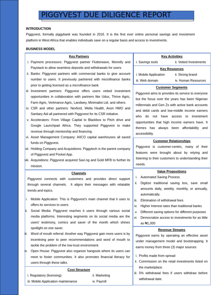 Piggyvest: Savings for Nigerian Youth | PDF | Banks | Social Media