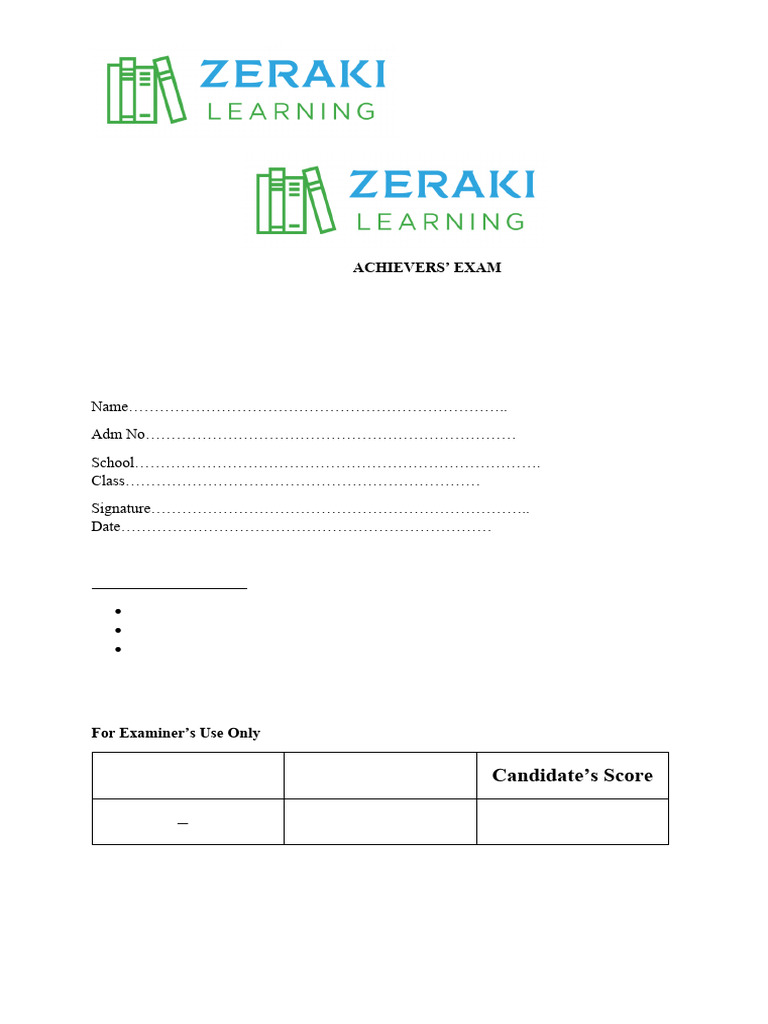 Chemistry Form 2 - Zeraki Achievers 2.0 - Marking Scheme | PDF ...