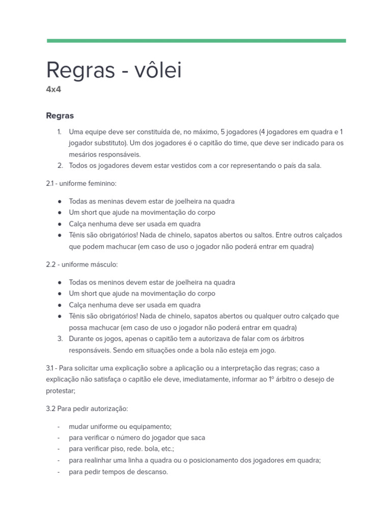 Regras Vôlei | PDF | Voleibol