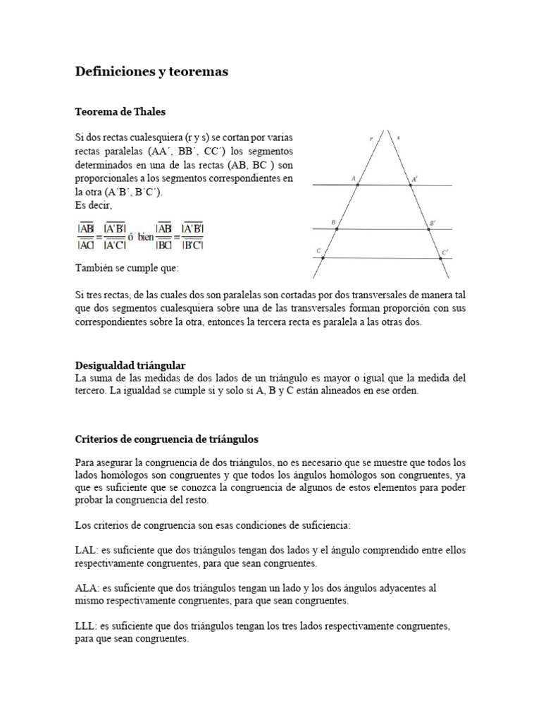 Teoremas de Geometría (Resumen) | PDF | Triángulo | Elipse
