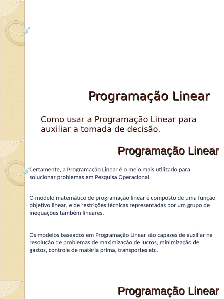 Variáveis na Programação Linear | PDF | Programação linear