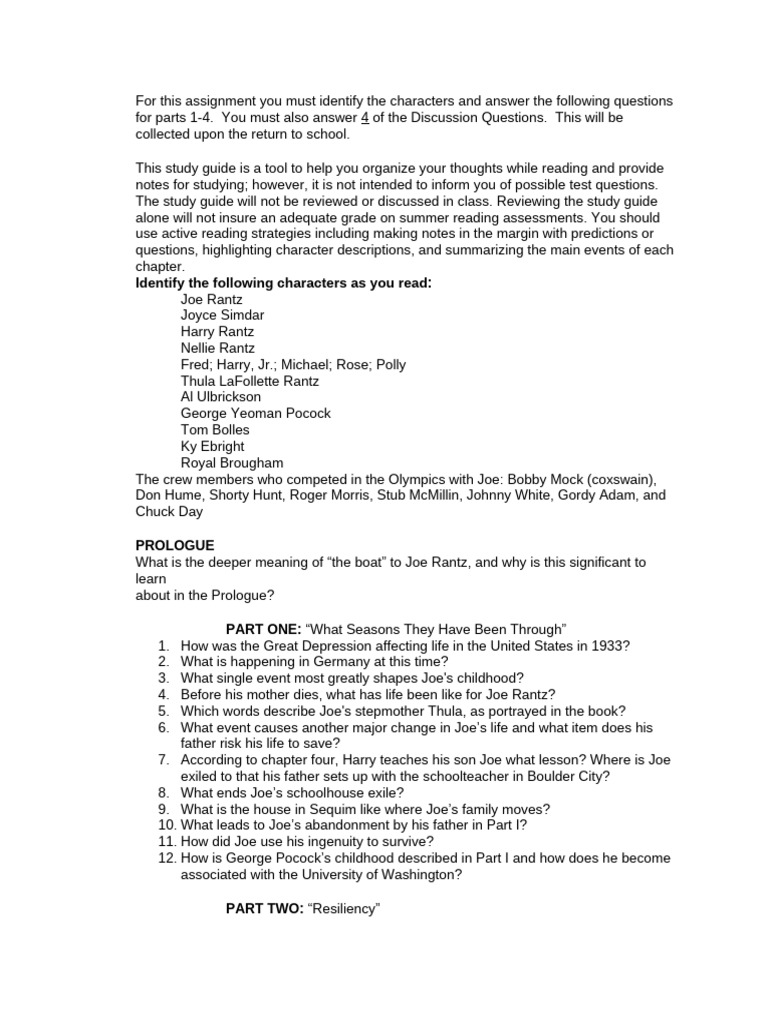 Study Guide for "The Boys in the Boat" | PDF | Politics