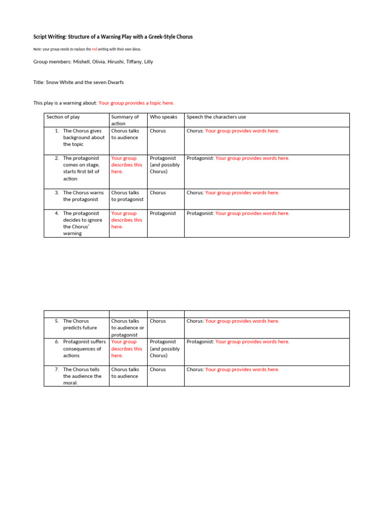 Script Writing Structure Sheet | PDF | Foreign Language Studies