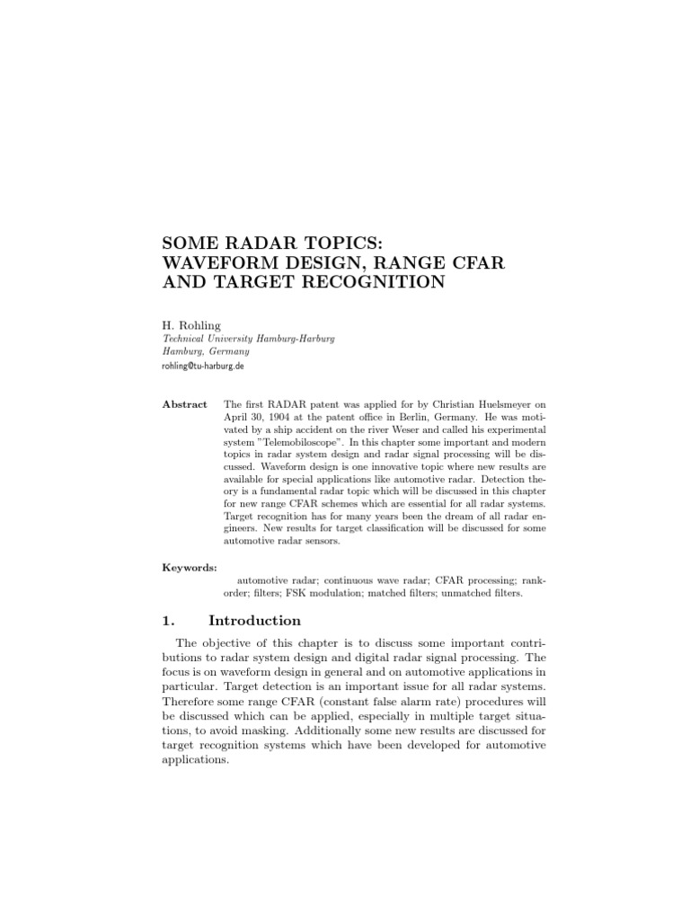 Radar Waveform Design and CFAR Techniques | PDF | Radar | Statistics