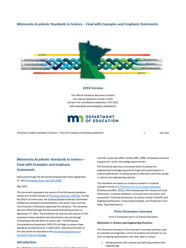 Minnesota Academic Standards in Science - Final With Examples and ...