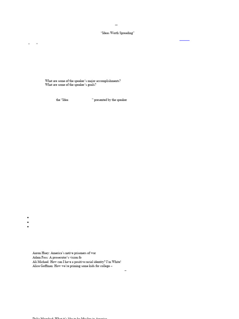 Intercultural Project II – Ted Talks Journal Entries Rubric | PDF ...