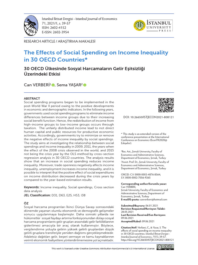 30 OECD Lkesinde Sosyal Harcamalar N Gelir E Itsizli I Zerindeki Etkisi (#808121) - 1336478 ...