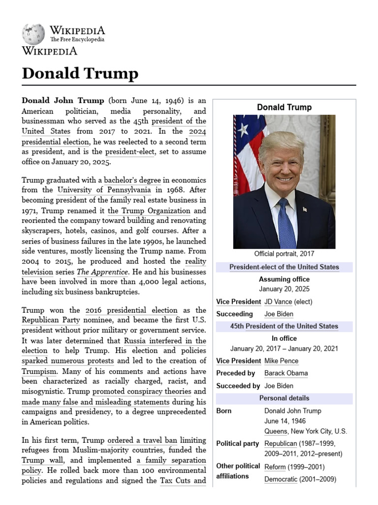 Trump: Businessman to President-Elect | PDF | Donald Trump | American ...