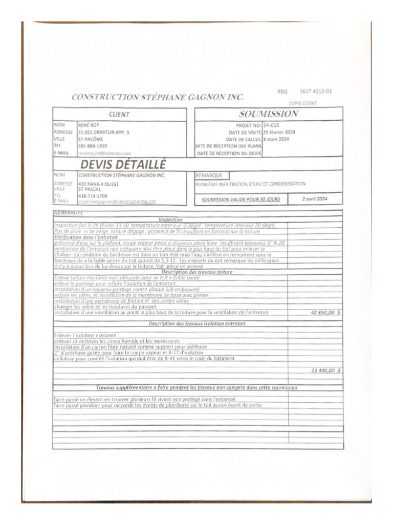 Construction Stéphane Gagnon Inc. | PDF