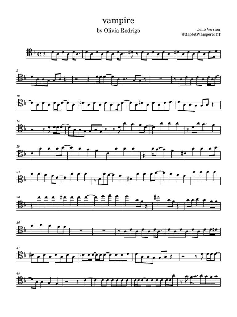 Olivia Rodrigo's Vampire Cello Sheet Music | PDF