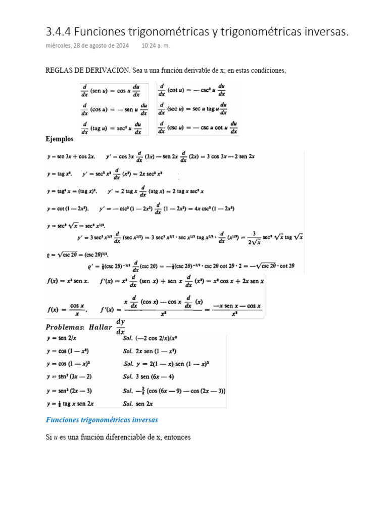 Trig y Trigs Inversas | PDF | Métodos y materiales de enseñanza