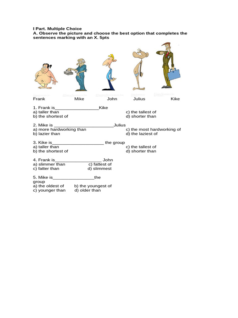 Comparative and Superlative Test | PDF