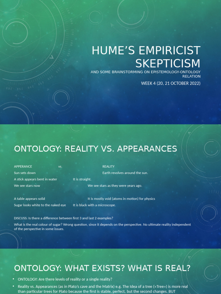 PHIl 101 - Week 4 Humes Empiricist Skepticism | PDF | Rationalism ...