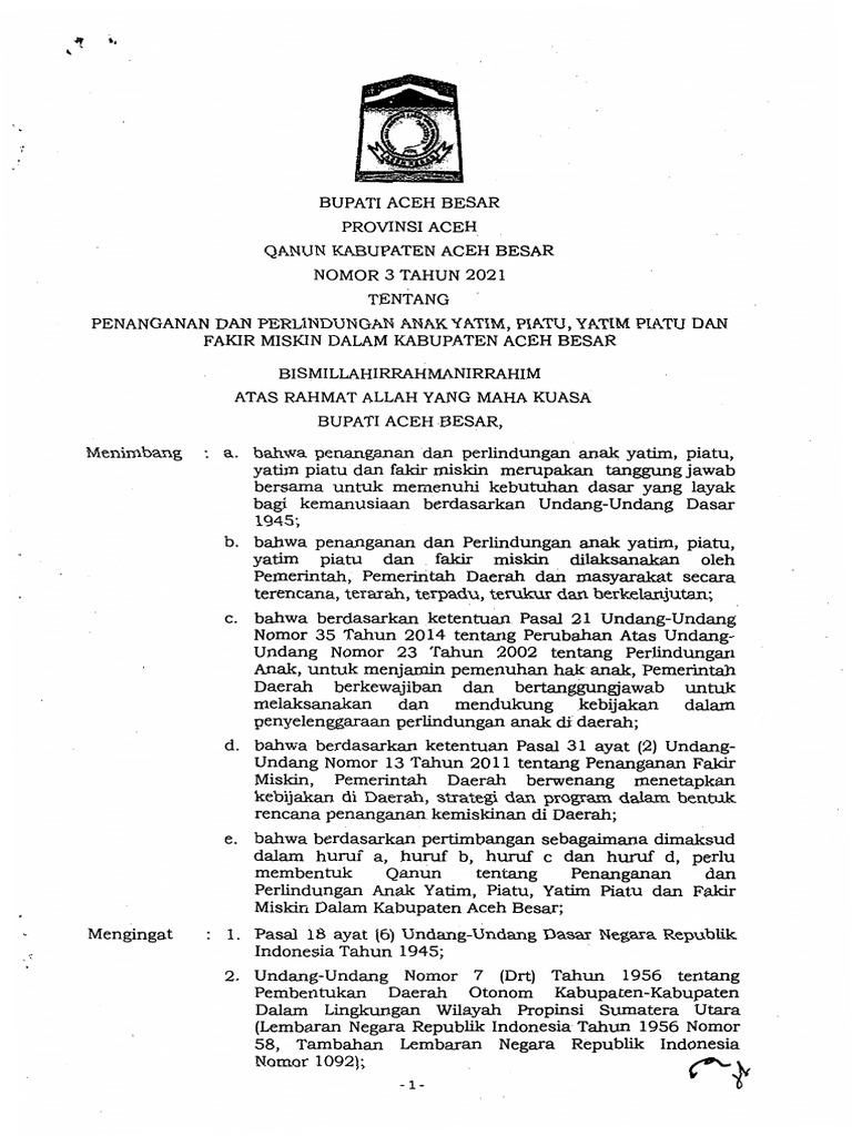 Qanun Nomor 3 Tahun 2021 | PDF