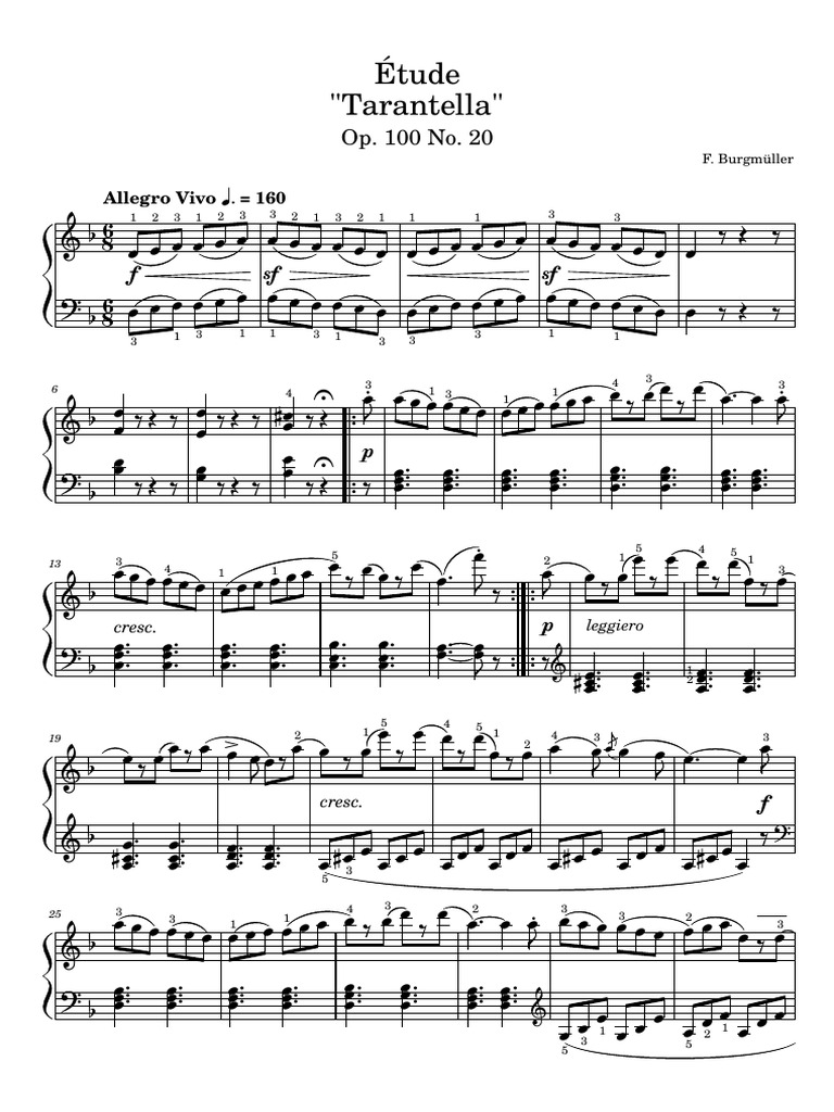 Tude Op. 100 No. 20 Tarantella | PDF