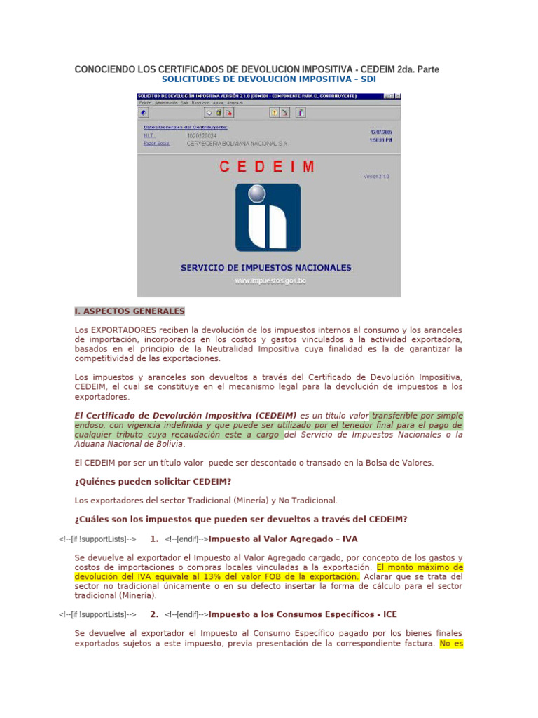 Procedimiento CEDEIM | PDF | Impuestos | Impuesto al valor agregado