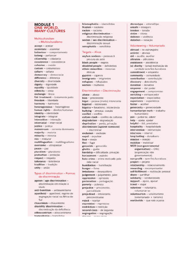 Vocabulary Unit 1 | PDF