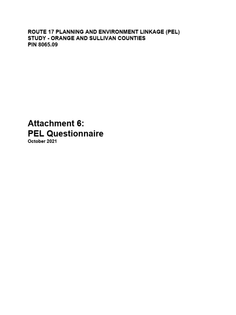 8065.09 PEL Report Final Attachment 6 PEL Questionnaire | PDF ...