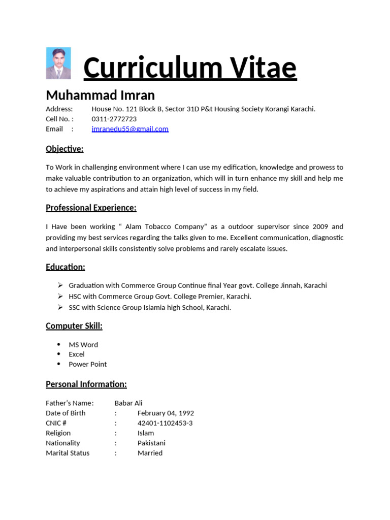 Imran CV 23-04-12 | PDF | Career & Growth