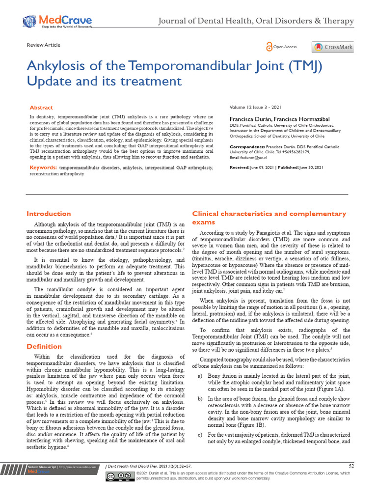 Articulo de Anquilosis Temporomandibular | PDF | Surgery | Clinical ...