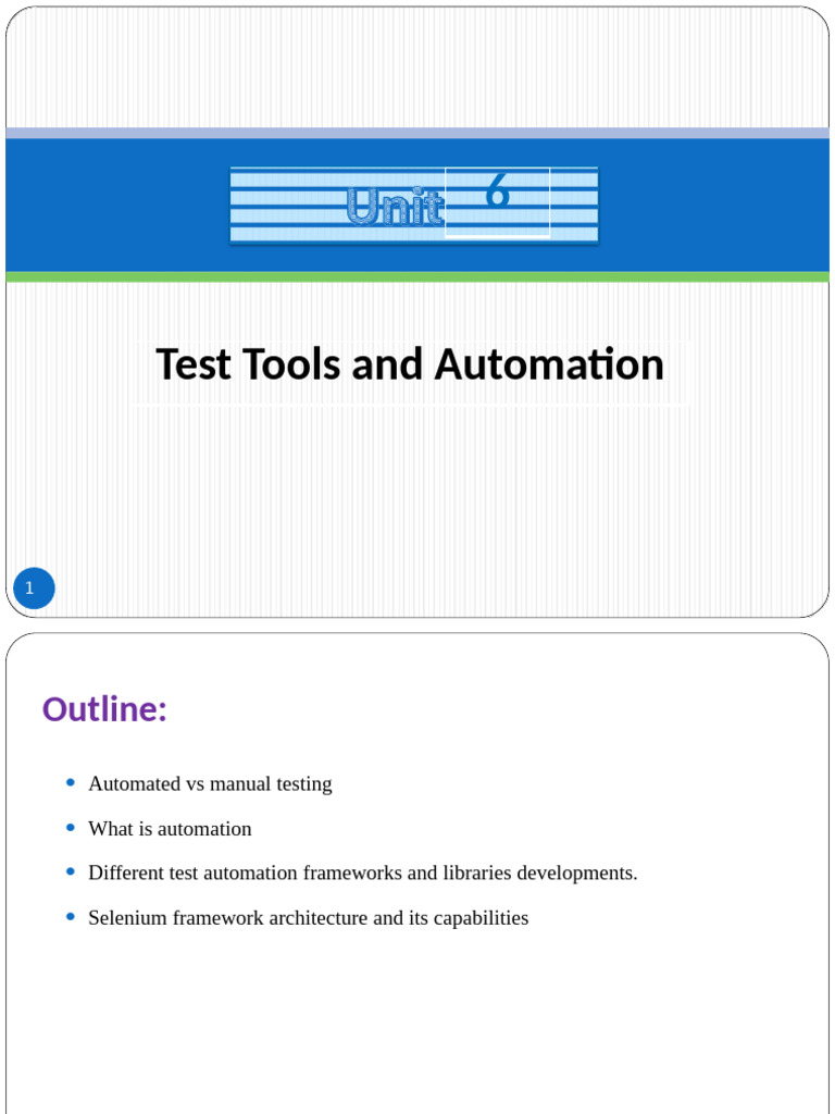 Unit - 6 TestTools and Automation Testing | PDF | Software Testing ... Unit - 6 TestTools and Automation Testing | PDF | Software Testing ...