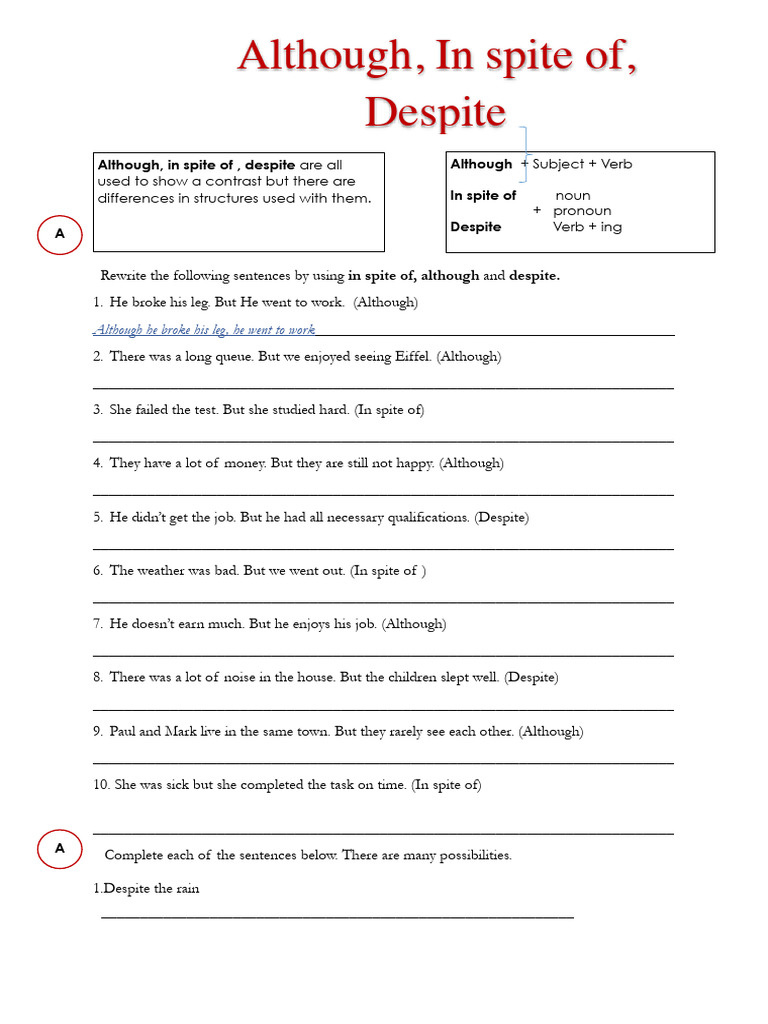 Altough in Spite of Despite - 114884 | PDF | Verb | Morphology