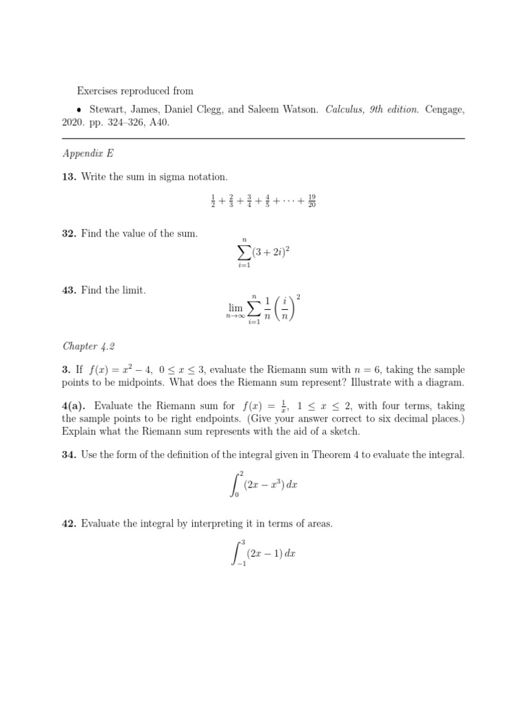 Calculus Exercises for Students | PDF