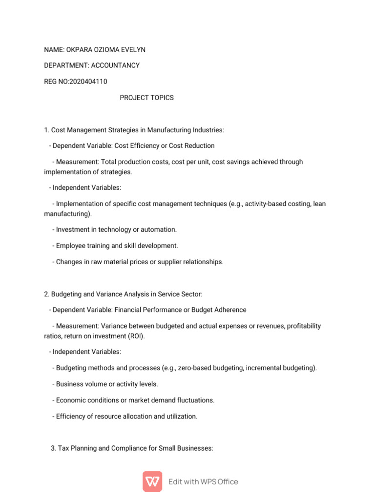 Project Work 1 | PDF | Business | Finance & Money Management