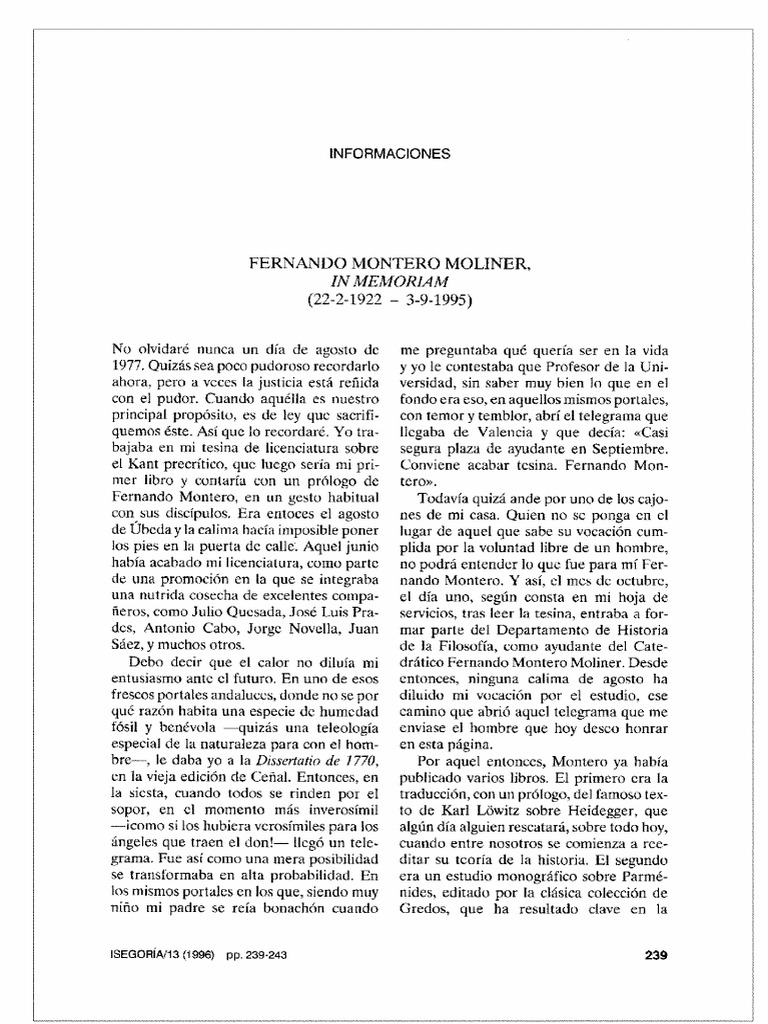 Villacañas, Sobre Montero Moliner | PDF | Immanuel Kant | Platón