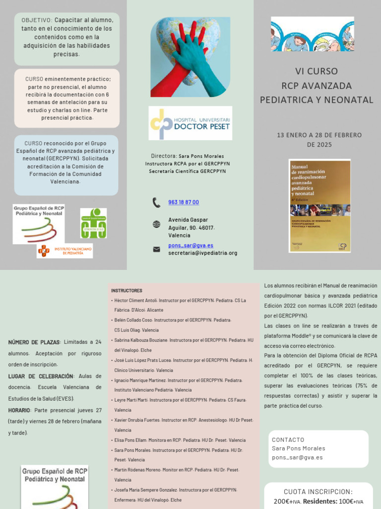 Triptico Curso RCP 2025 | PDF | Reanimación cardiopulmonar | Medicina Interna