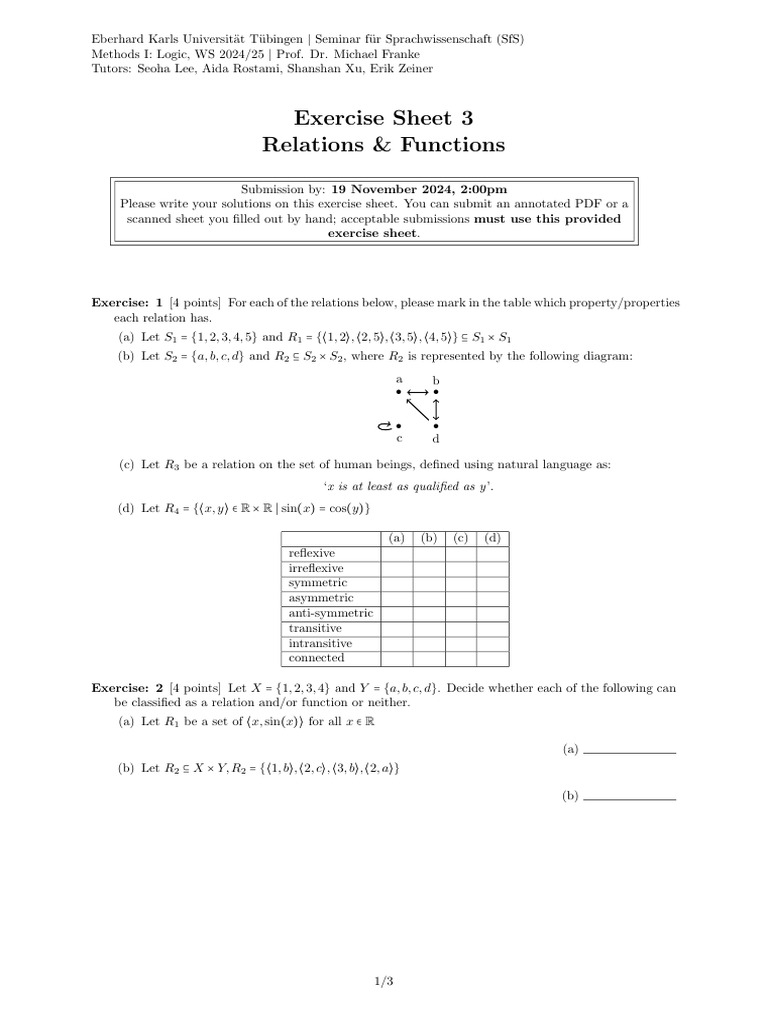 LogicSheet03_exercises | PDF | Functions And Mappings | Mathematical Analysis
