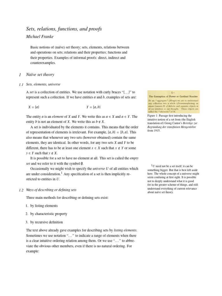 01 Handout - Sets Relations Functions | PDF | Mathematical Proof | Mathematical Logic