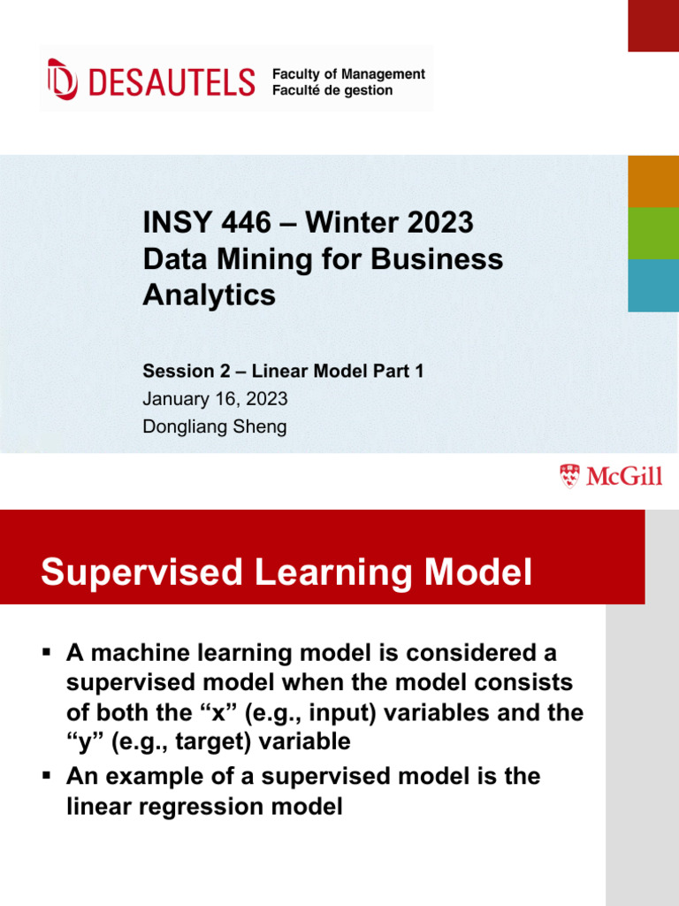 INSY446 - 02 - Linear Model Part 1 | PDF | Cross Validation (Statistics ...
