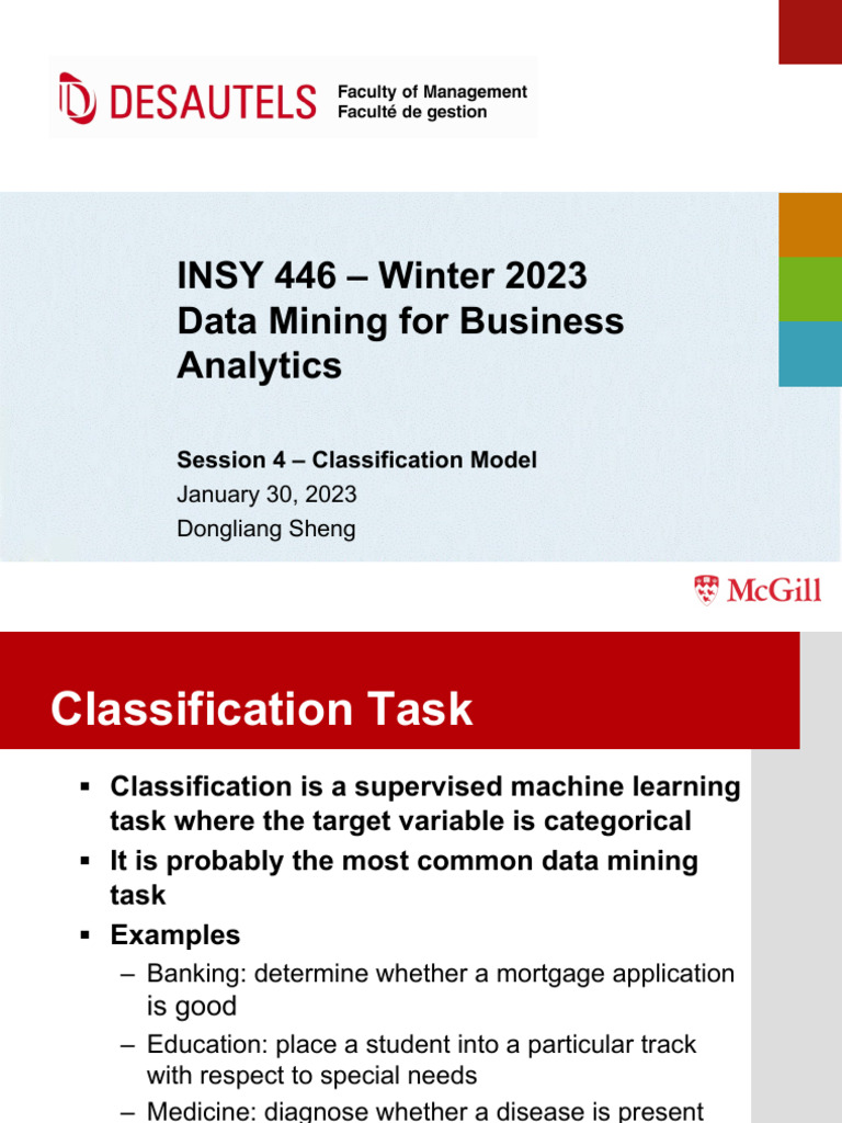 INSY446 - 4 - Classification Part 1 | PDF | Regression Analysis ...