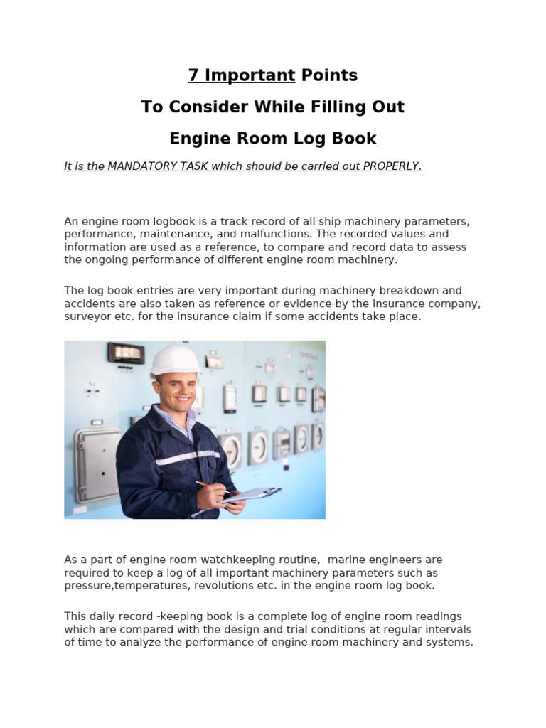 7103-Logbook Engine Room Rules | PDF | Ships | Port