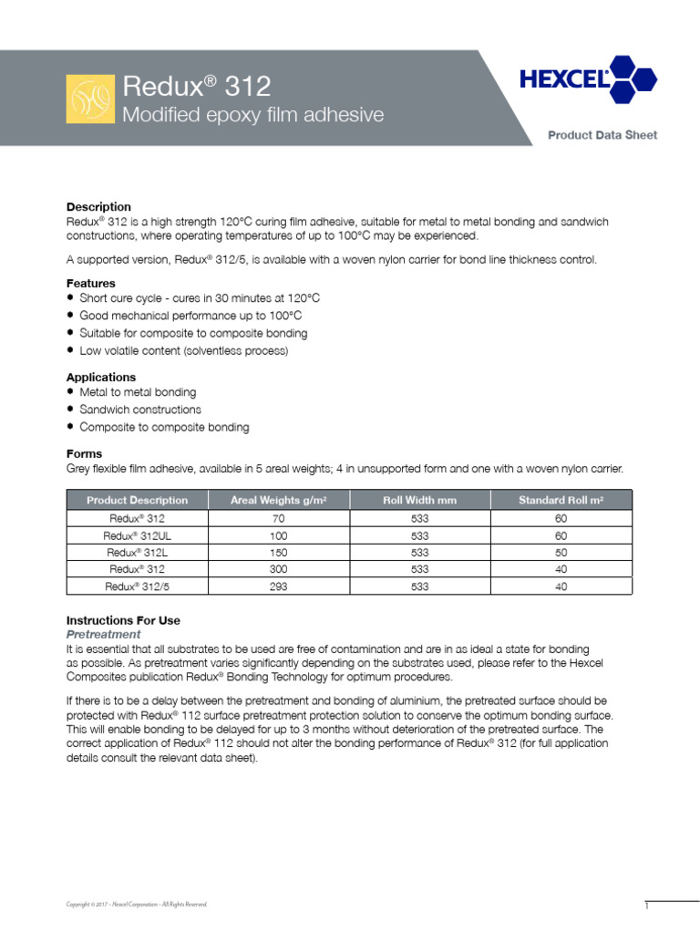 Epoxy Film Adhesive Reduc® 312 | PDF | Adhesive | Composite Material