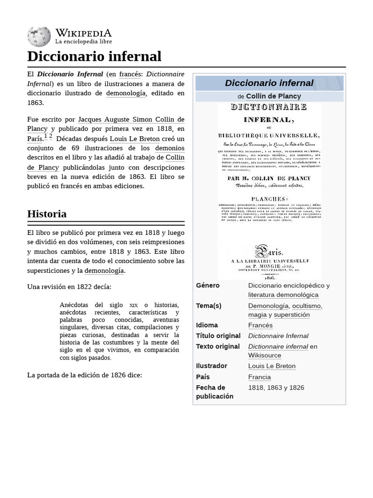 Diccionario Infernal: Demonología Ilustrada | PDF | Demonios | Demonología