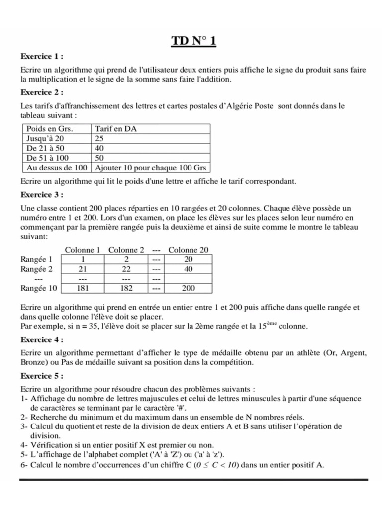 TD #Algorithmique | PDF